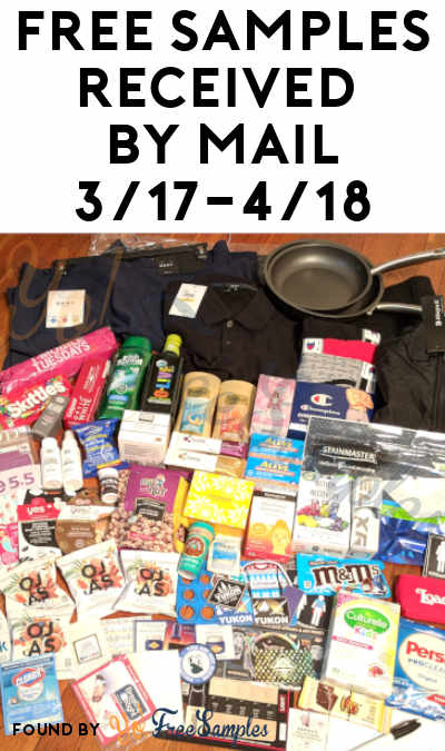 FREE Samples Received By Mail 3/17-4/18