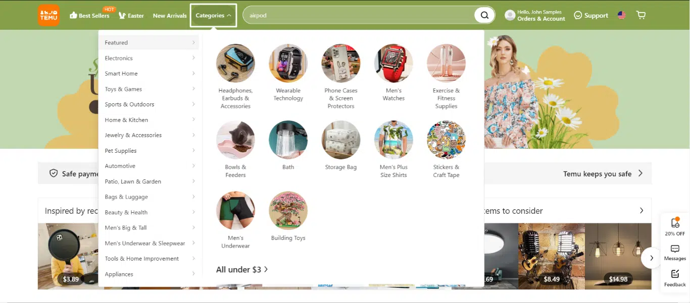 Temu Shopping Navigation Help Guide